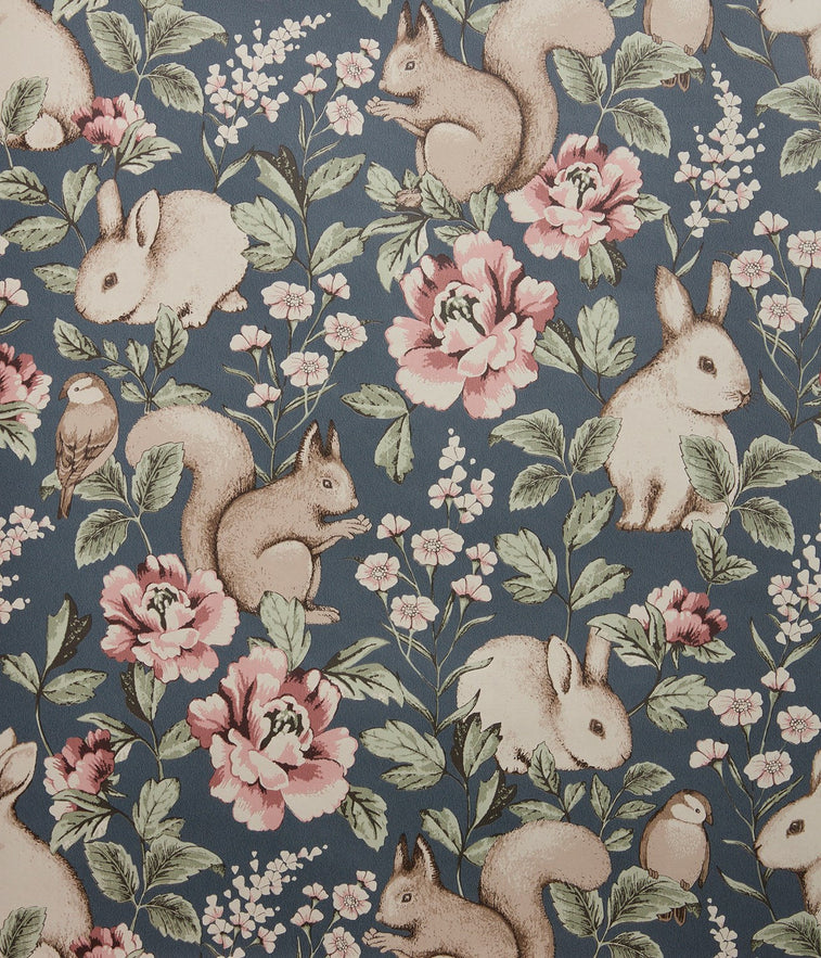 Magic Forest dark blue animal wallpaper – Newbie