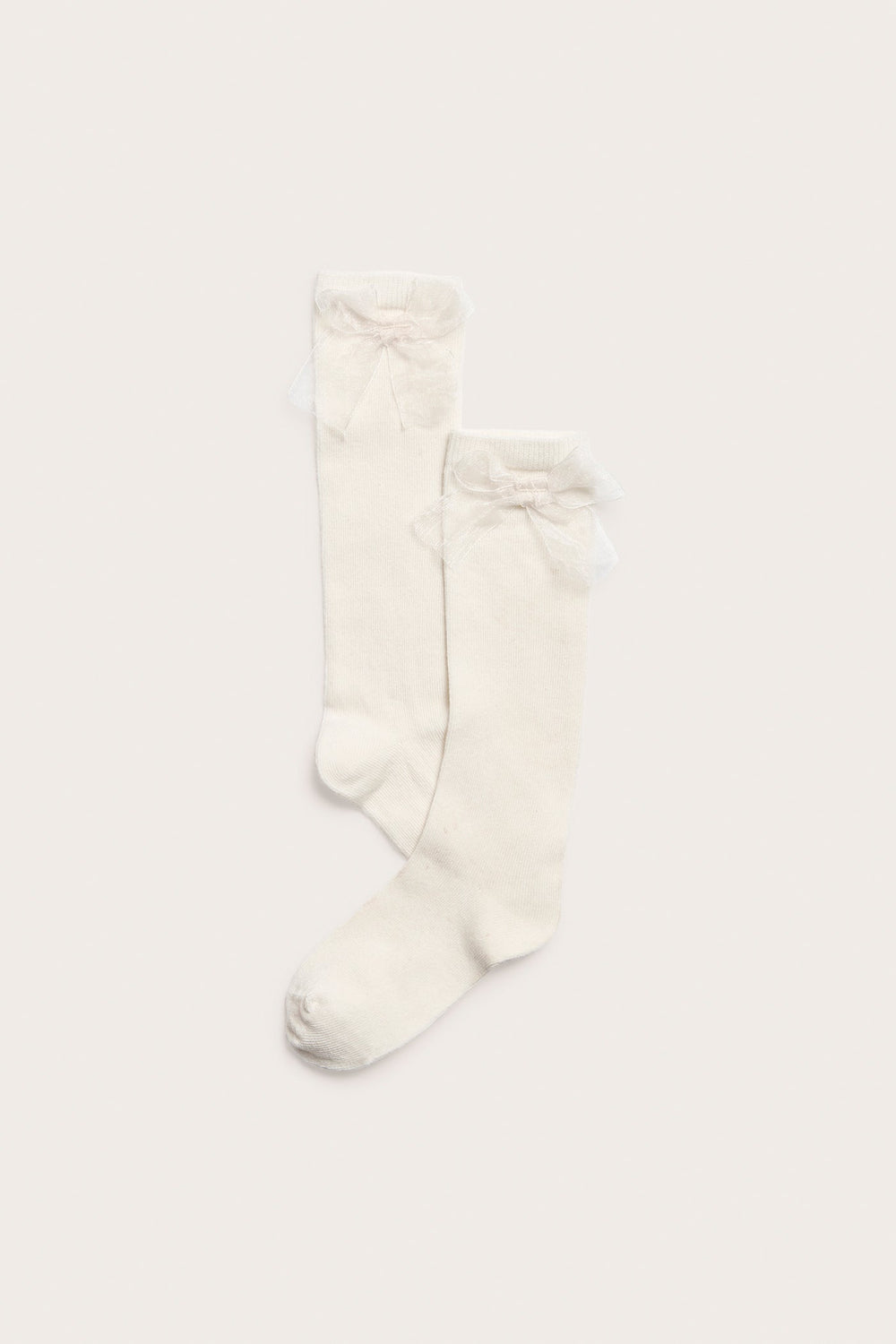 Kids white knee high socks with bows