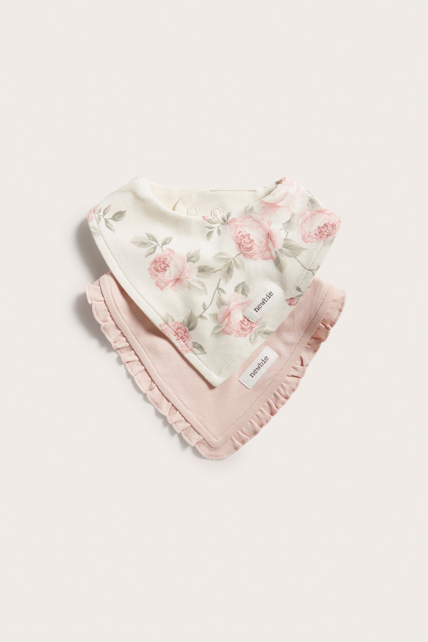 Baby pink/floral bibs 2pk – Newbie