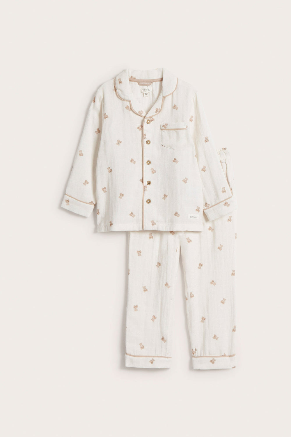 Baby kids beige teddy bear pyjamas