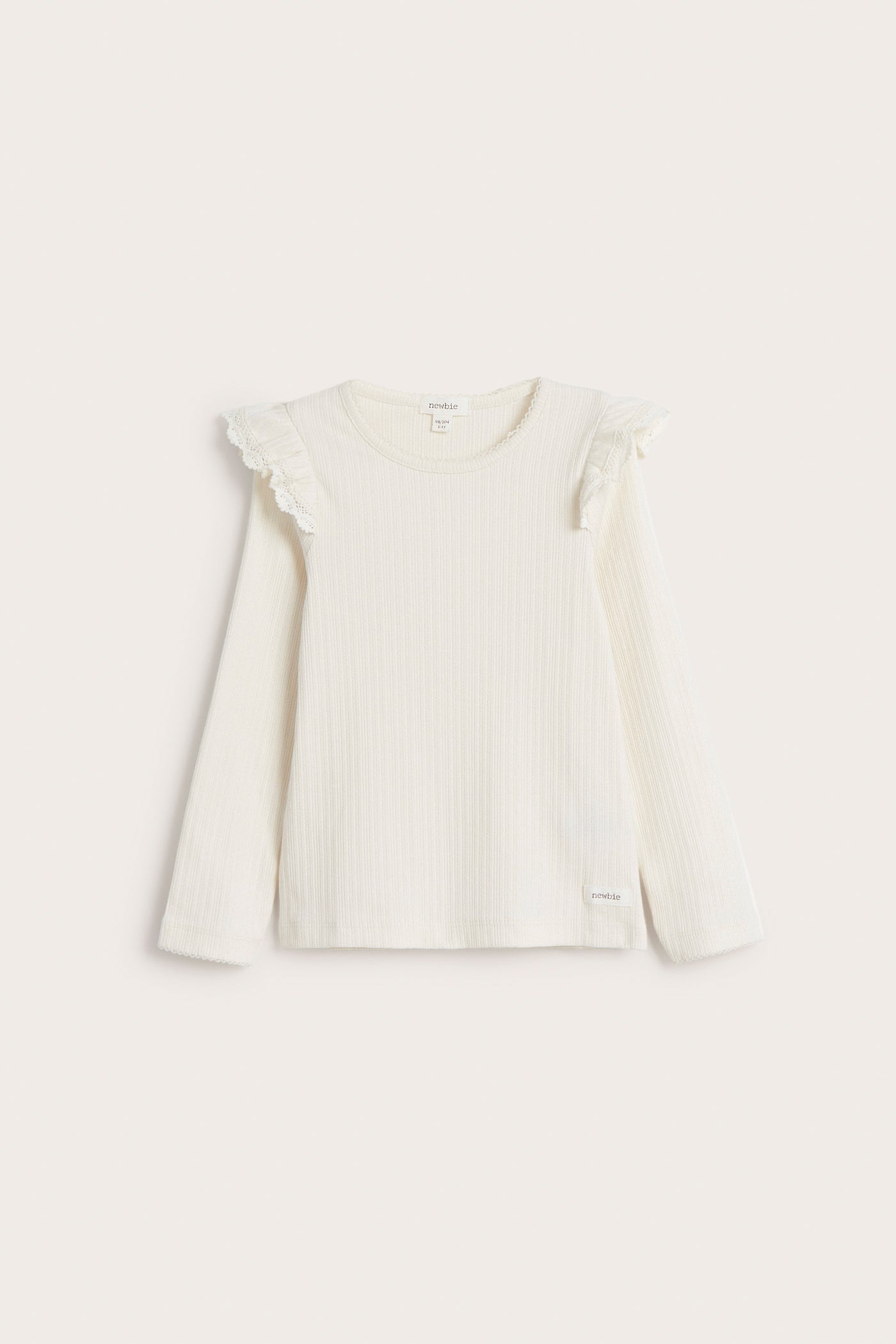 Kids white ribbed top with frills – Newbie